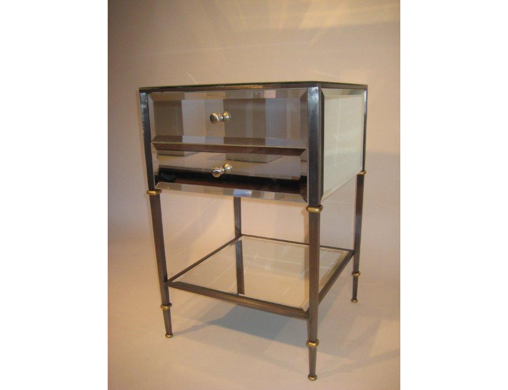 Mirrored Night Stand Steel | Custom Furnishings